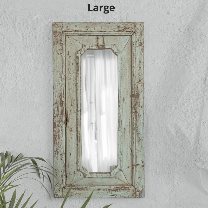 Light Green Wood Rectangular Mirror - Mytri Designs – MytriDesigns